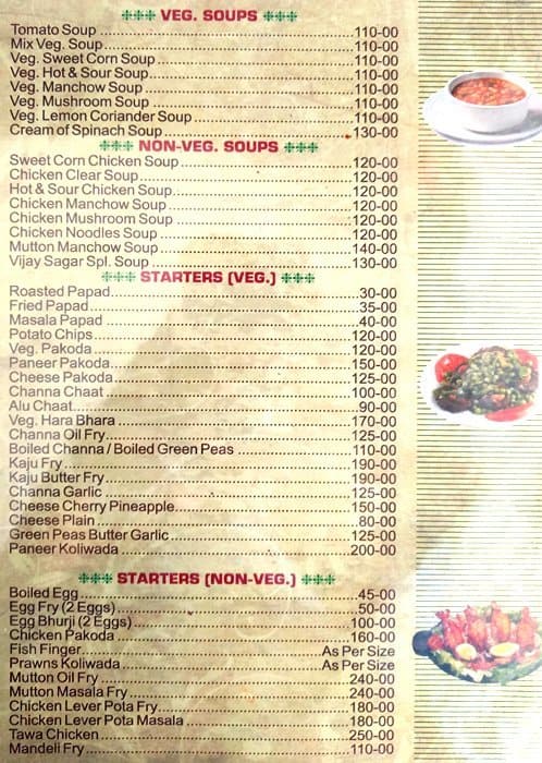 Hotel Vijay Sagar Menu, Menu for Hotel Vijay Sagar, Dombivali East ...