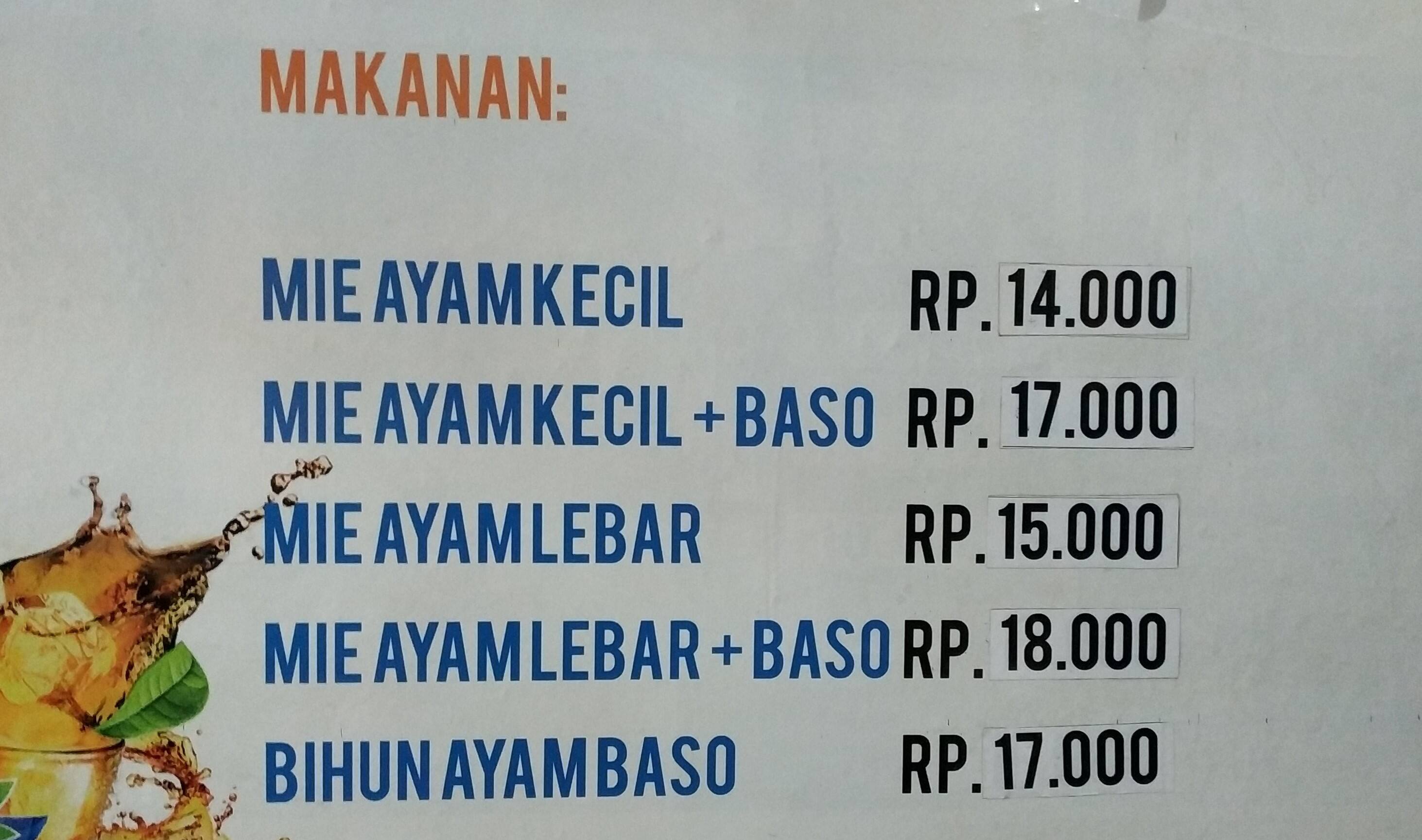 Menu at Mie Ayam Fatmawati, Jakarta