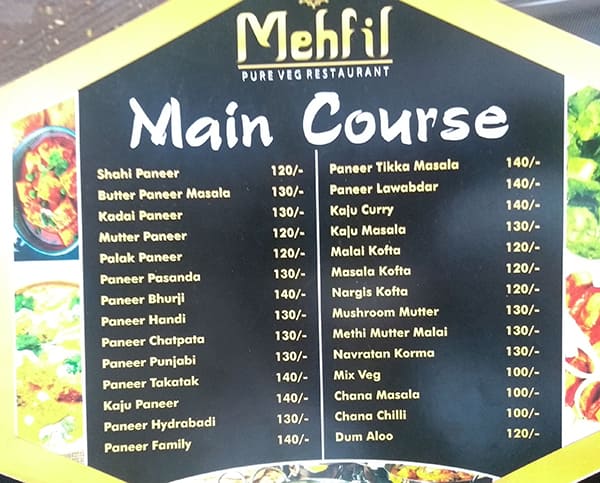 Menu at Mehfil Pure Veg Restaurant, Indore