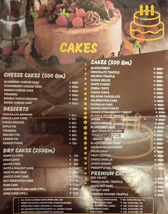 Menu of The Cake & Cream, Nerul, Navi Mumbai
