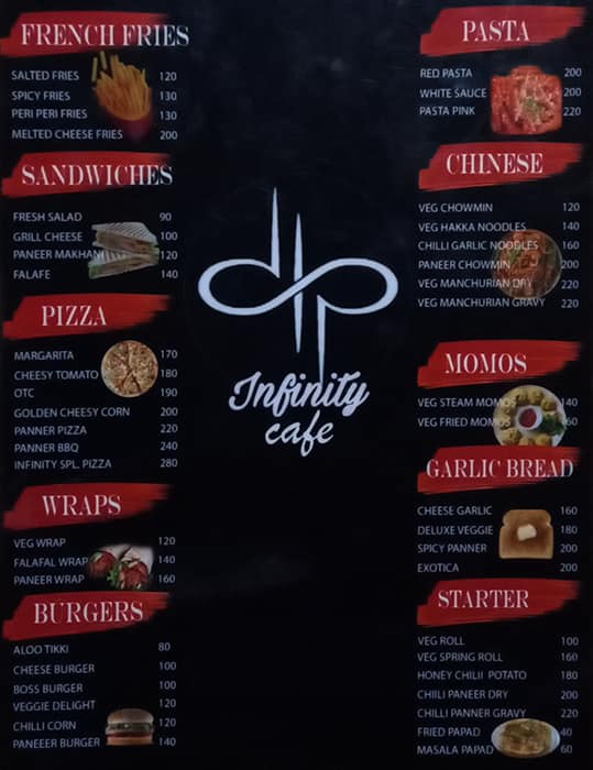 Menu of Infinity Cafe & Bistro, Malviya Nagar, Jaipur