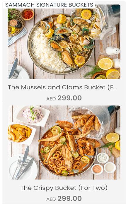 Menu at Sammach Souk Al Bahar restaurant, Dubai, Souk Al Bahar