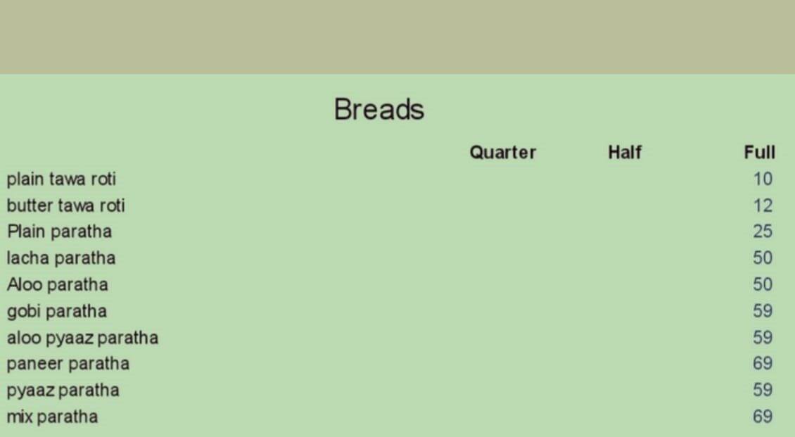 Menu of Paratha Express, Sector 72, Noida