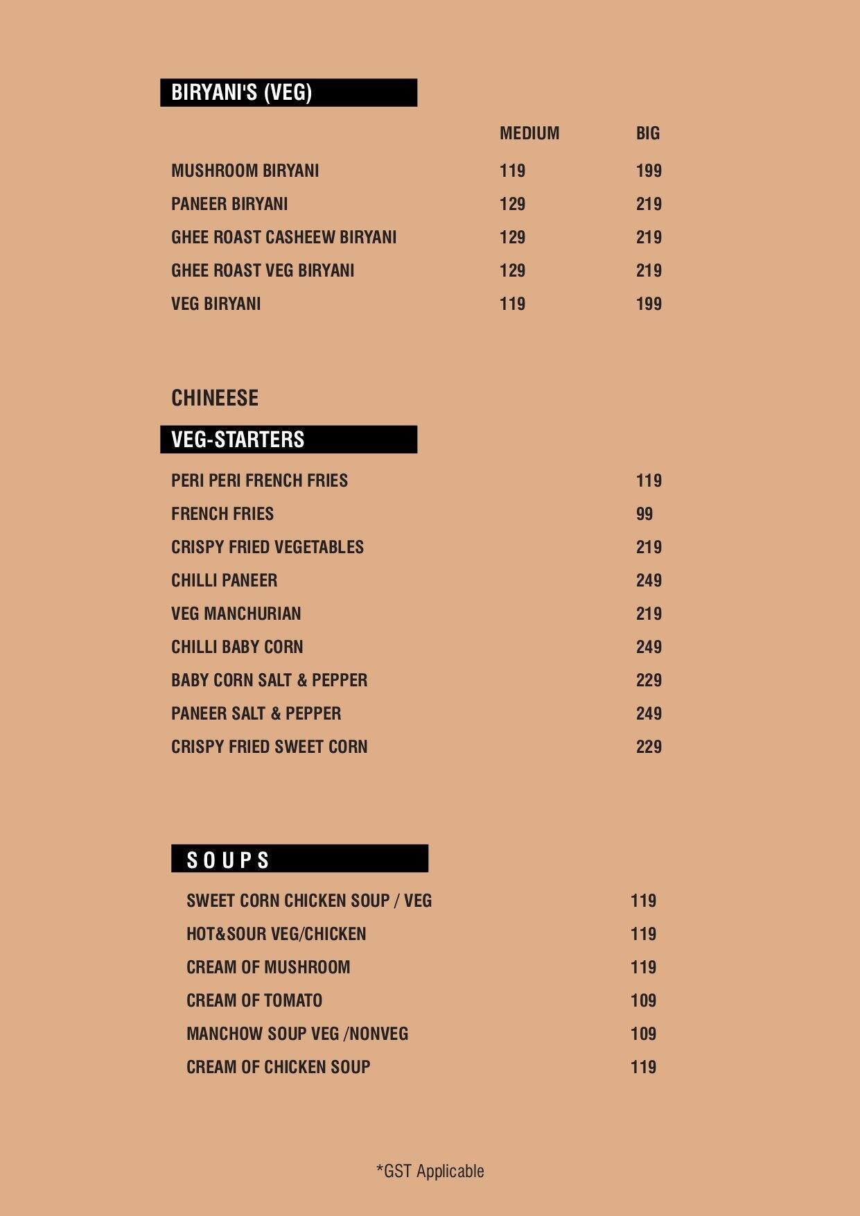 Menu of Food Culture, Madhapur, Hyderabad