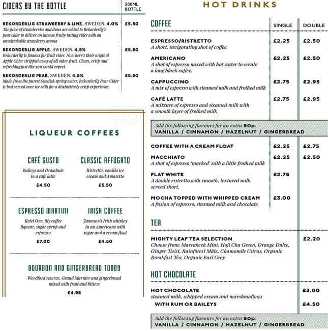 Menu at Gusto Italian restaurant, Manchester, 4 Lloyd St