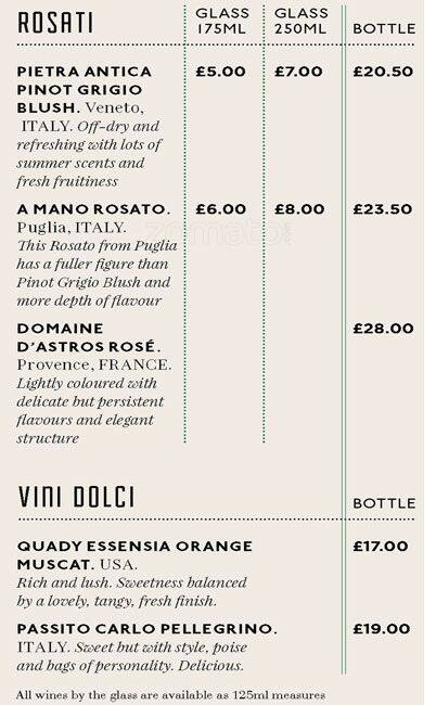 Menu at Gusto Italian restaurant, Manchester, 4 Lloyd St