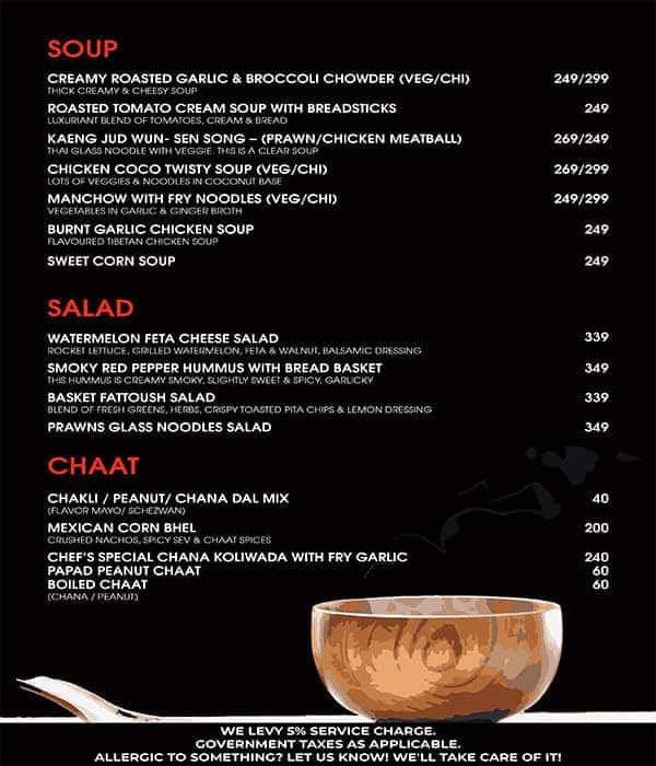 Menu of The Timess Square, Borivali West, Mumbai