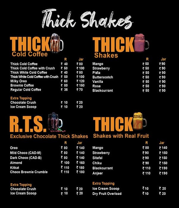 Menu of RTS Cafe, Chakan, Pune