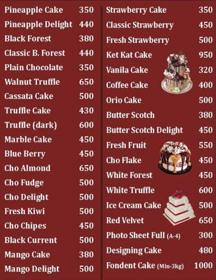 Menu of FNP Cakes, Prahlad Nagar, Ahmedabad