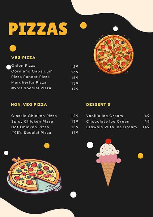 Menu of Cafe # 95, Kondapur, Hyderabad