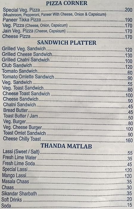 Menu of Sanjay, Borivali East, Mumbai