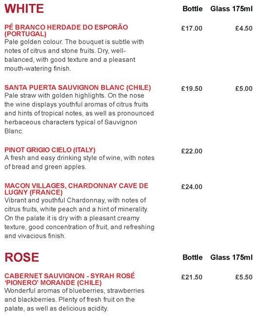 Menu at Fifty Five Bar, London, 31 Jamestown Rd