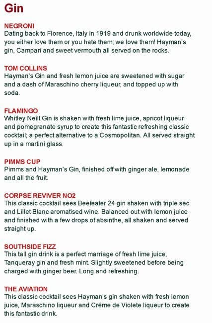 Menu at Fifty Five Bar, London, 31 Jamestown Rd