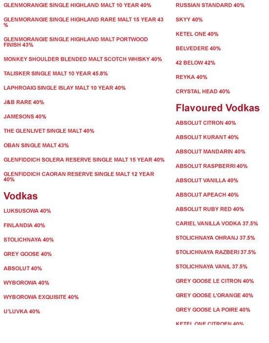 Menu at Fifty Five Bar, London, 31 Jamestown Rd