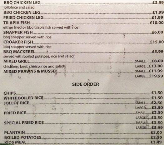 Menu at Kings Continental Cuisine restaurant, London