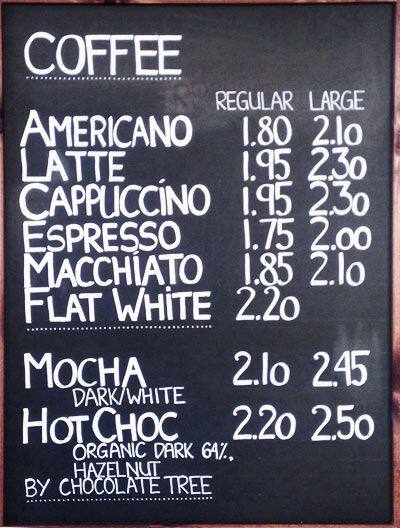 Menu at Chapter One cafe, Edinburgh