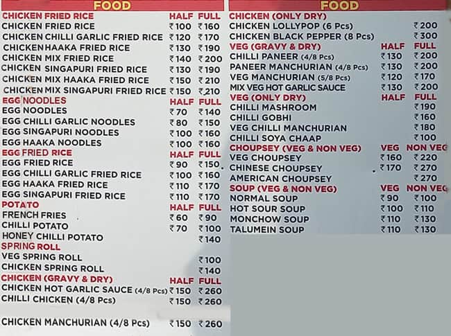Menu at Avantika Food Corner, New Delhi