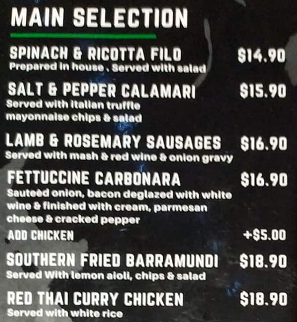 Menu at BRISBANE VALLEY TAVERN pub & bar, Fernvale