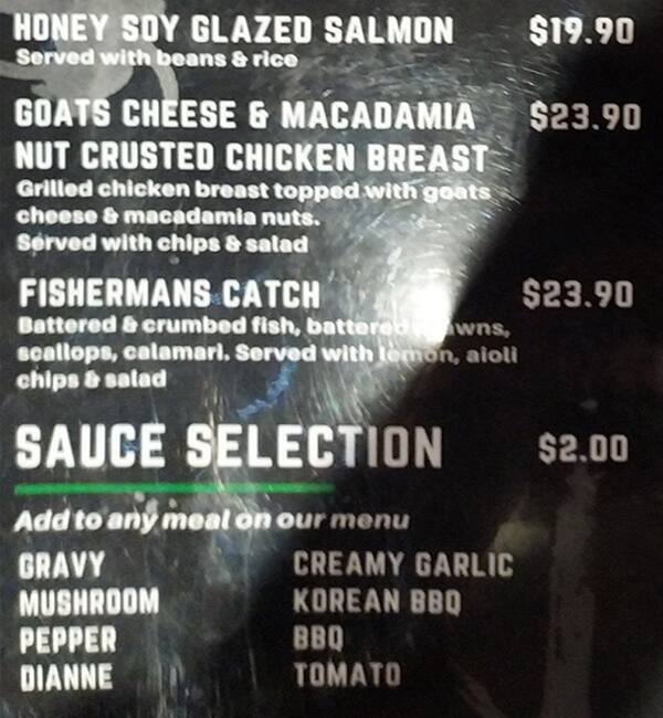 Menu at BRISBANE VALLEY TAVERN pub & bar, Fernvale