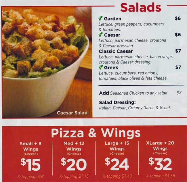 Menu at 1 For 1 Pizza pizzeria, Ottawa, 1020 St. Laurent Blvd