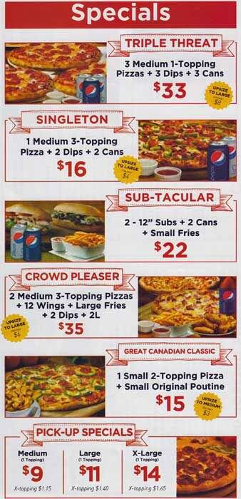 Menu at 1 For 1 Pizza pizzeria, Ottawa, 1020 St. Laurent Blvd