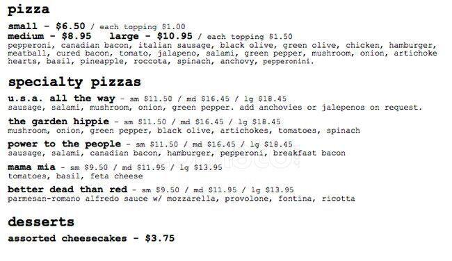 Menu at Atomic Pie pizzeria, Dallas, Audelia Rd Ste 117