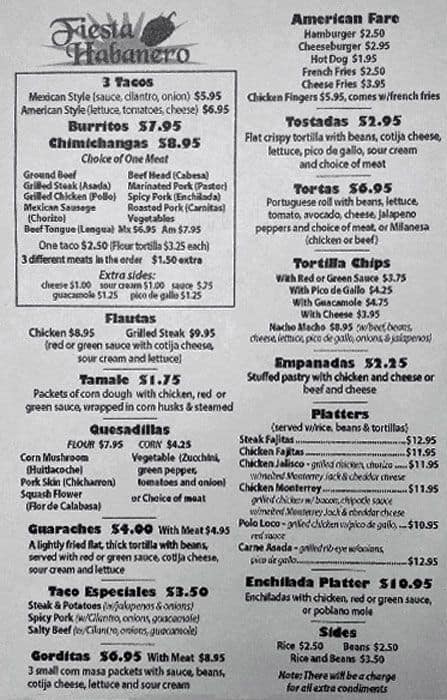 Fiesta Habanero Menu, Menu for Fiesta Habanero, Quakertown, Bucks ... Fiesta Habanero Menu, Menu for Fiesta Habanero, Quakertown, Bucks ...