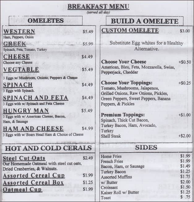 The Independence Cafe Menu, Menu for The Independence Cafe, Woodhaven ...