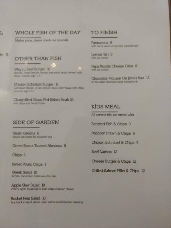 Menu at Fourth Fish Cafe & Restaurant, Lane Cove