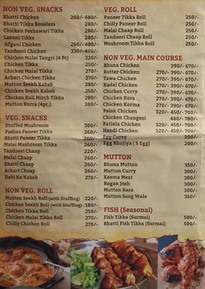 Menu of Sardar Ji Chicken Corner, Tagore Garden, New Delhi