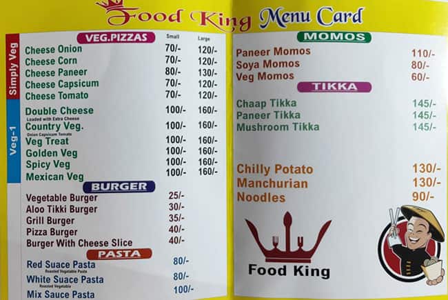 Menu of Food King, Sector 49, Faridabad
