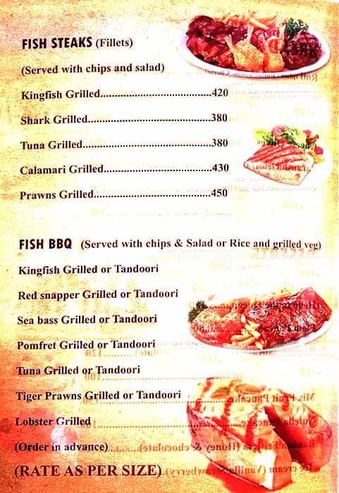 Menu at Tantra Cafe, Canacona