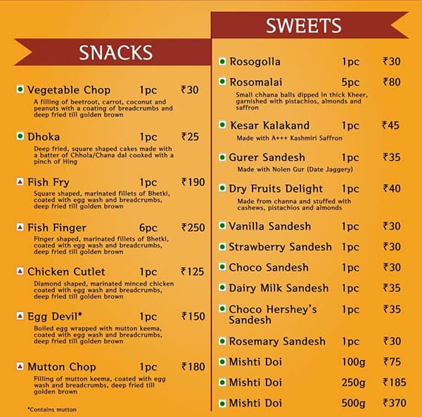 Menu of Bong Flavours, Ulwe, Navi Mumbai