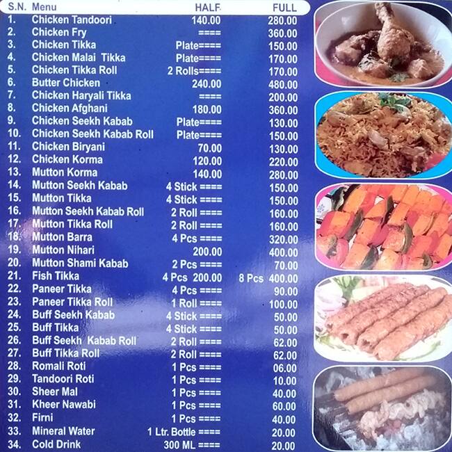 Ghalib Kabab Corner Menu, Menu for Ghalib Kabab Corner, Nizamuddin, New ...