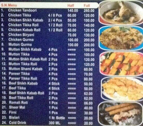 Ghalib Kabab Corner Menu, Menu for Ghalib Kabab Corner, Nizamuddin, New ...