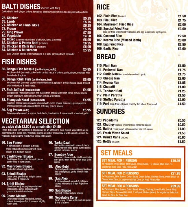 Menu at Spice Box restaurant, Barking, Faircross Parade