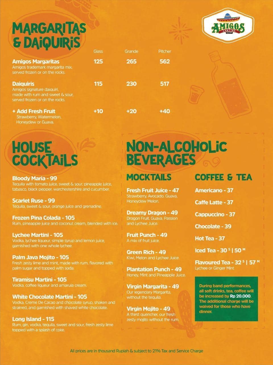 Menu at Amigos Bar & Cantina - Bellagio Mall, South Jakarta, Bellagio ...