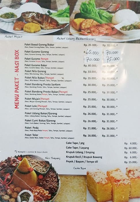 Menu at Sari Rasa restaurant, Bekasi Regency, Jl. Raya Pekayon