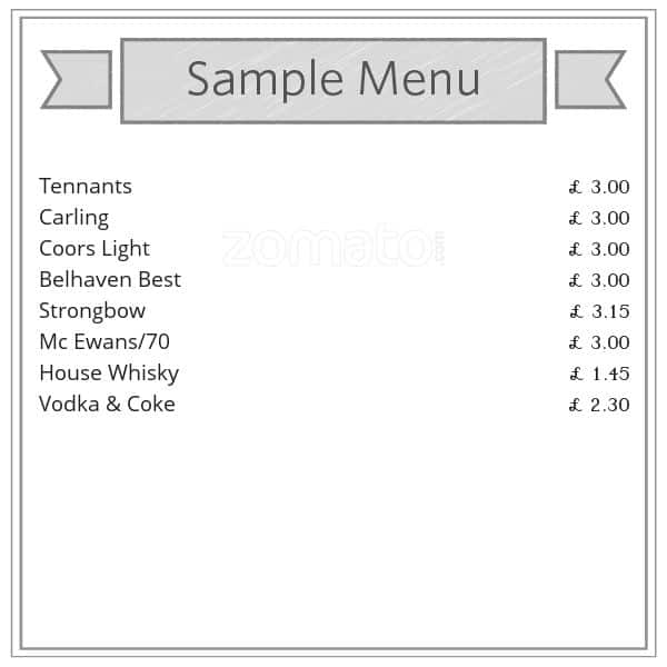 Menu at The Westsider pub & bar, Edinburgh