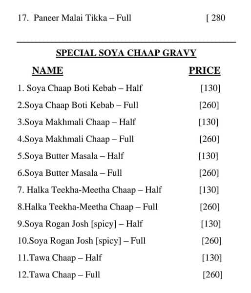 Menu of Dabbu Veg, Chowk, Lucknow