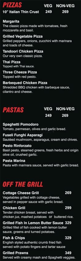 Menu at Game On Sports Bar And Bowling, Secunderabad, Floor 2