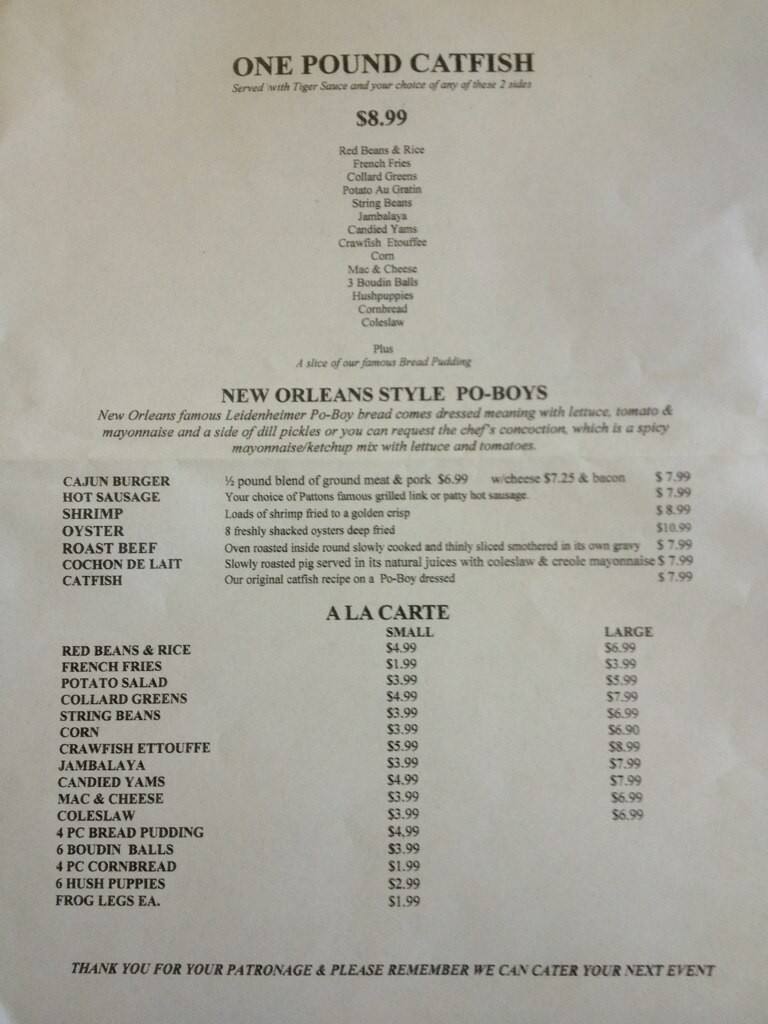 Menu at C'est Si Bon - Catfish and Po-Boys (Midwest City) restaurant ...