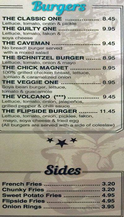 Flip Side Burger Bar Menu, Menu for Flip Side Burger Bar, Borehamwood ...