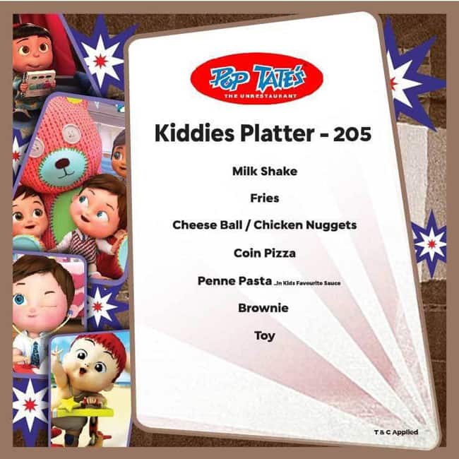 Menu of Pop Tate's, Viman Nagar, Pune