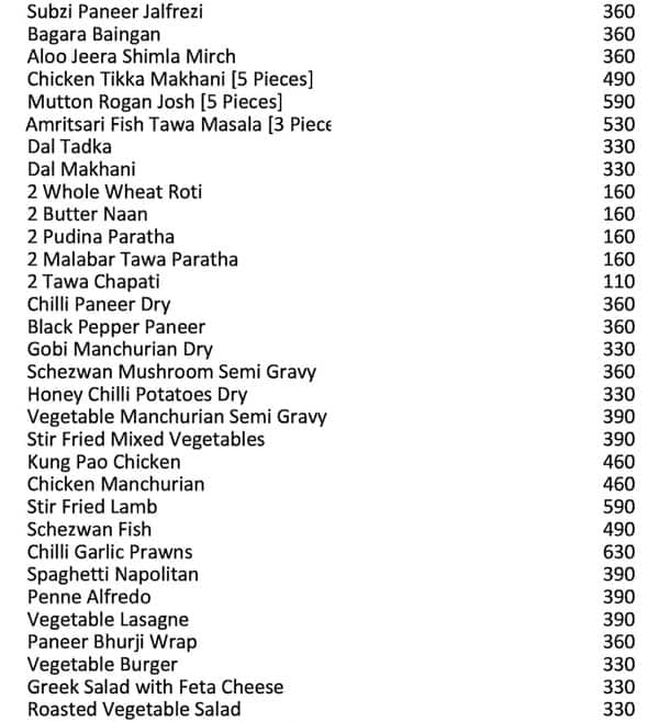 Menu at GRT Cloud Kitchen, Madurai