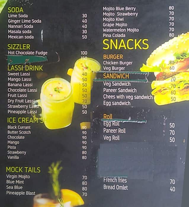 Menu of Ice N Spice, KR Puram, Bangalore
