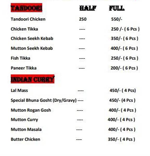 Menu of Khane Khas - Kebabs & Curries, Vaishali Nagar, Jaipur