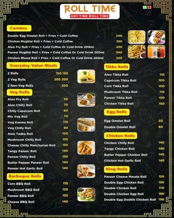 Menu of Roll Time, Hadapsar, Pune
