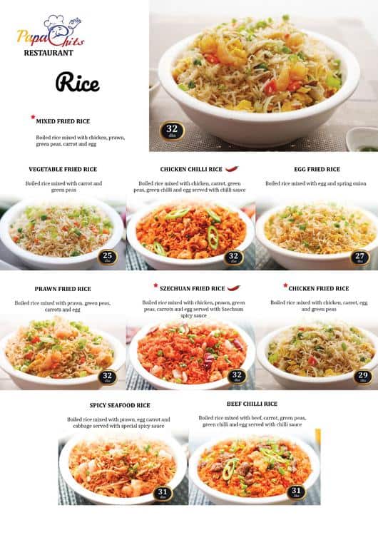 Menu of Papa Chits Restaurant, Jumeirah Lake Towers (JLT), Dubai