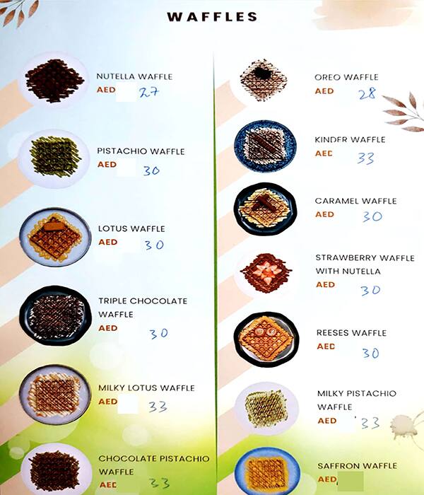 Menu of Chocowa, Motor City, Dubai